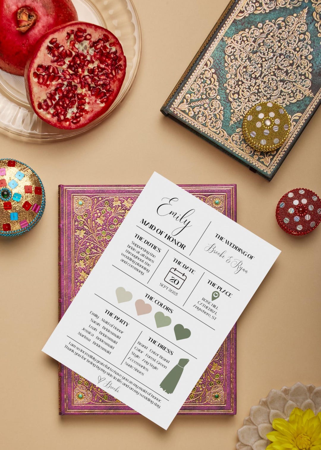 Maid of Honor Infographic - Editable Canva Template, Bridal Party ...