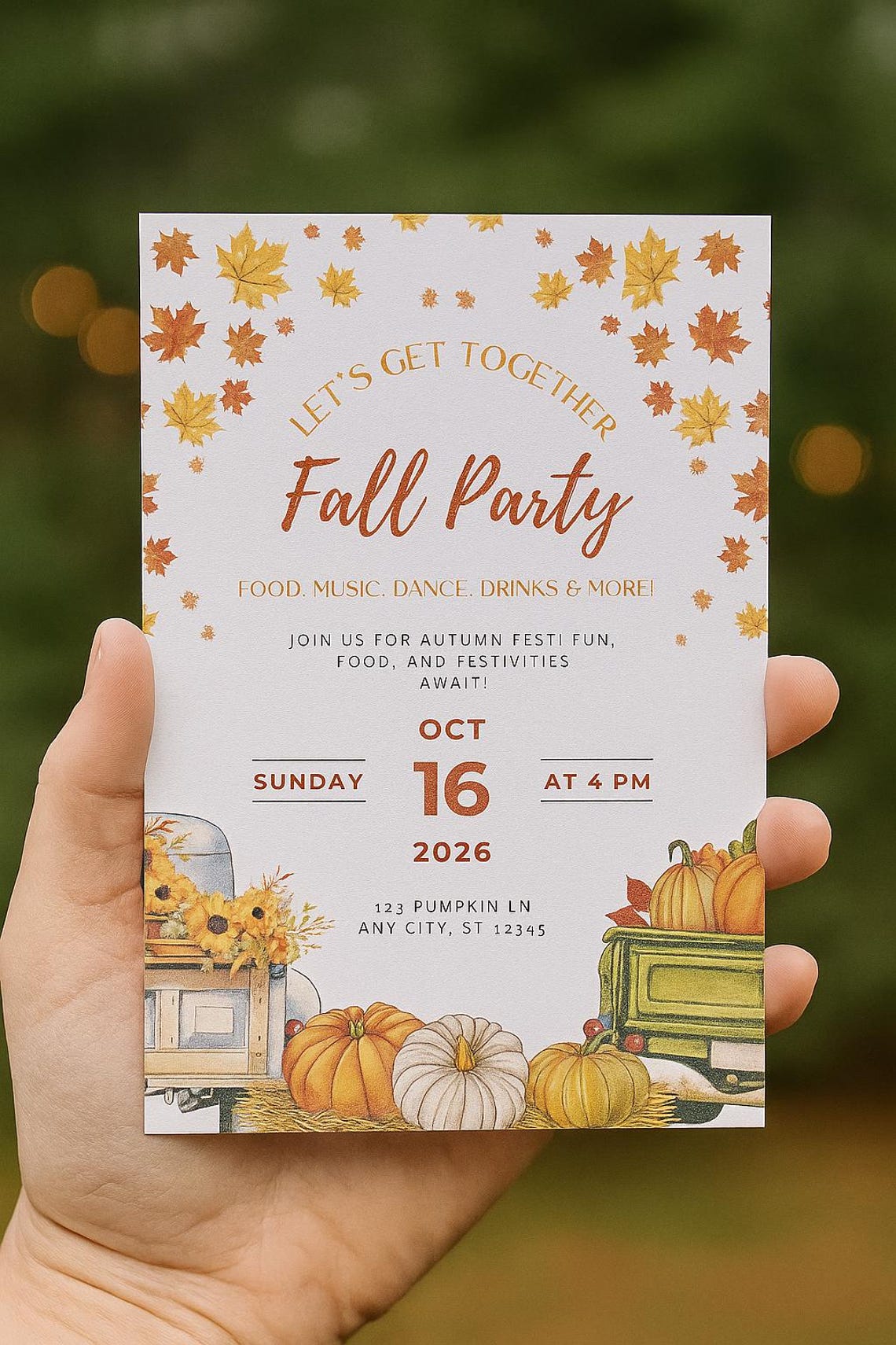 Editable Fall Party Invitation Template - Etsy