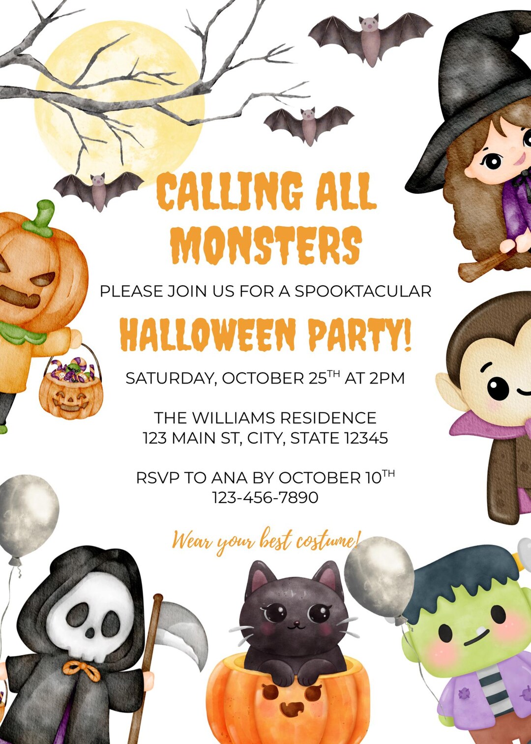 Editable Halloween Costume Party Invitation Template - Etsy