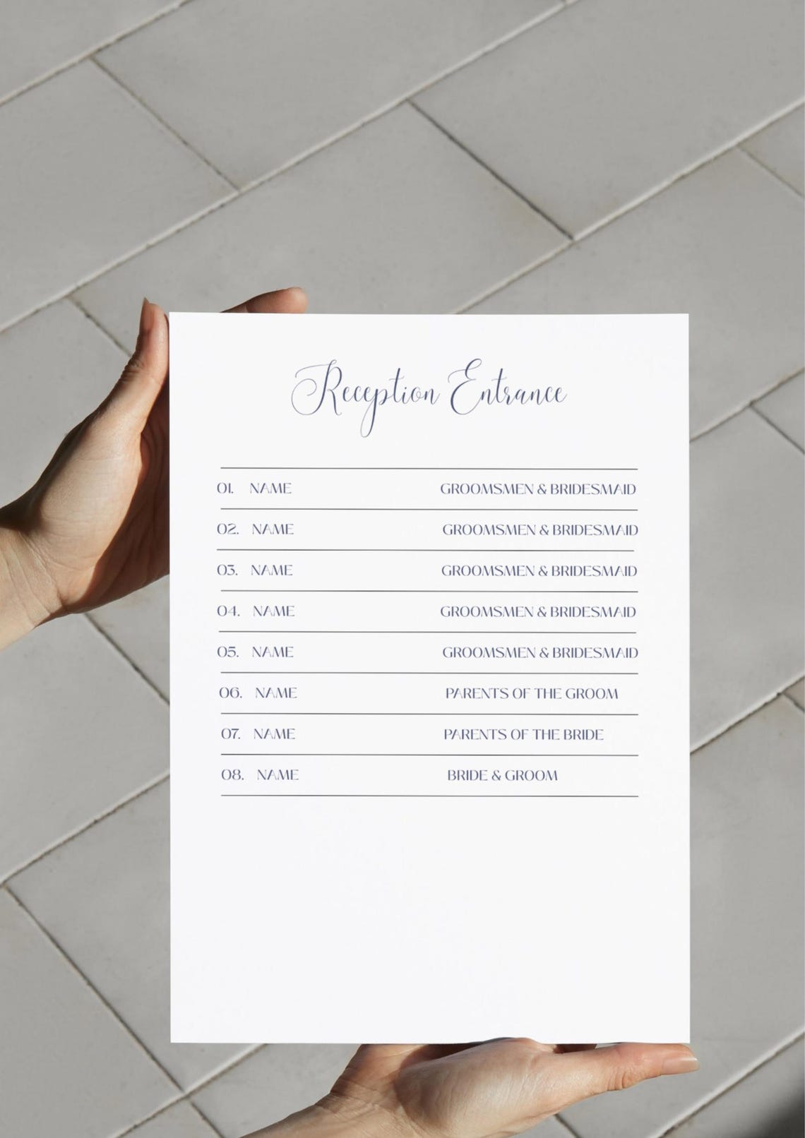 Reception Entrance Order Template • Wedding Party Introduction Guide ...