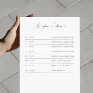 Reception Entrance Order Template • Wedding Party Introduction Guide ...