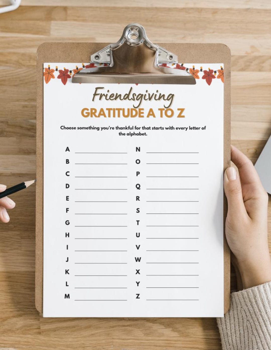 Friendsgiving “gratitude A to Z” Game | Thanksgiving Party Game ...