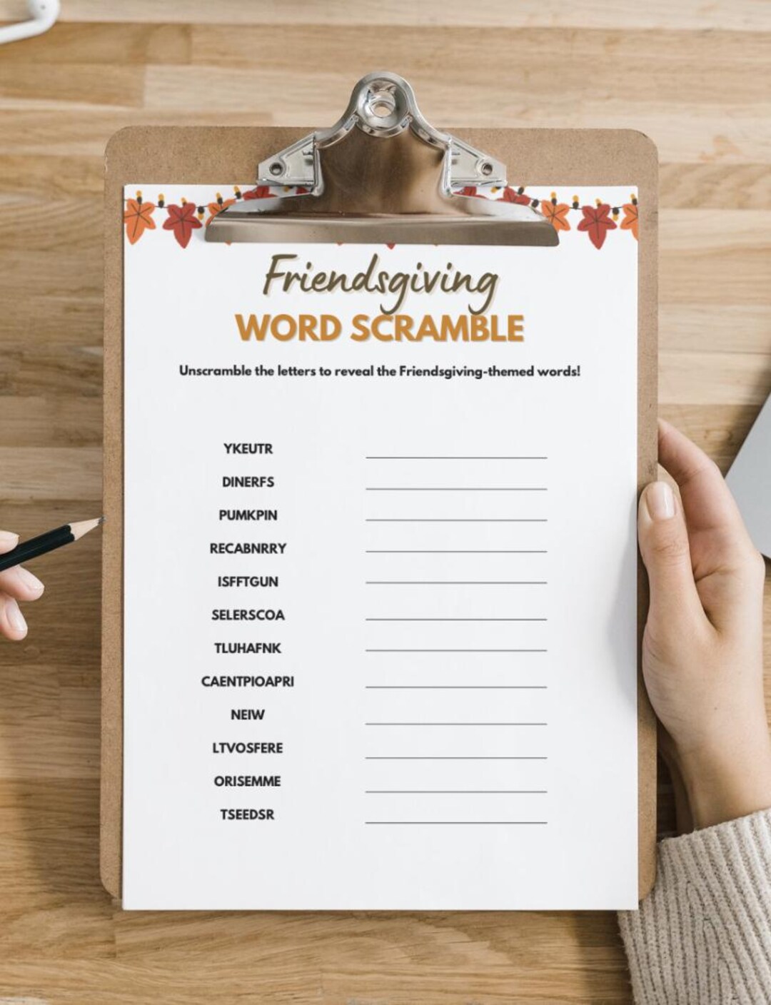 Friendsgiving Word Scramble Game | Thanksgiving Party Game | Printable ...