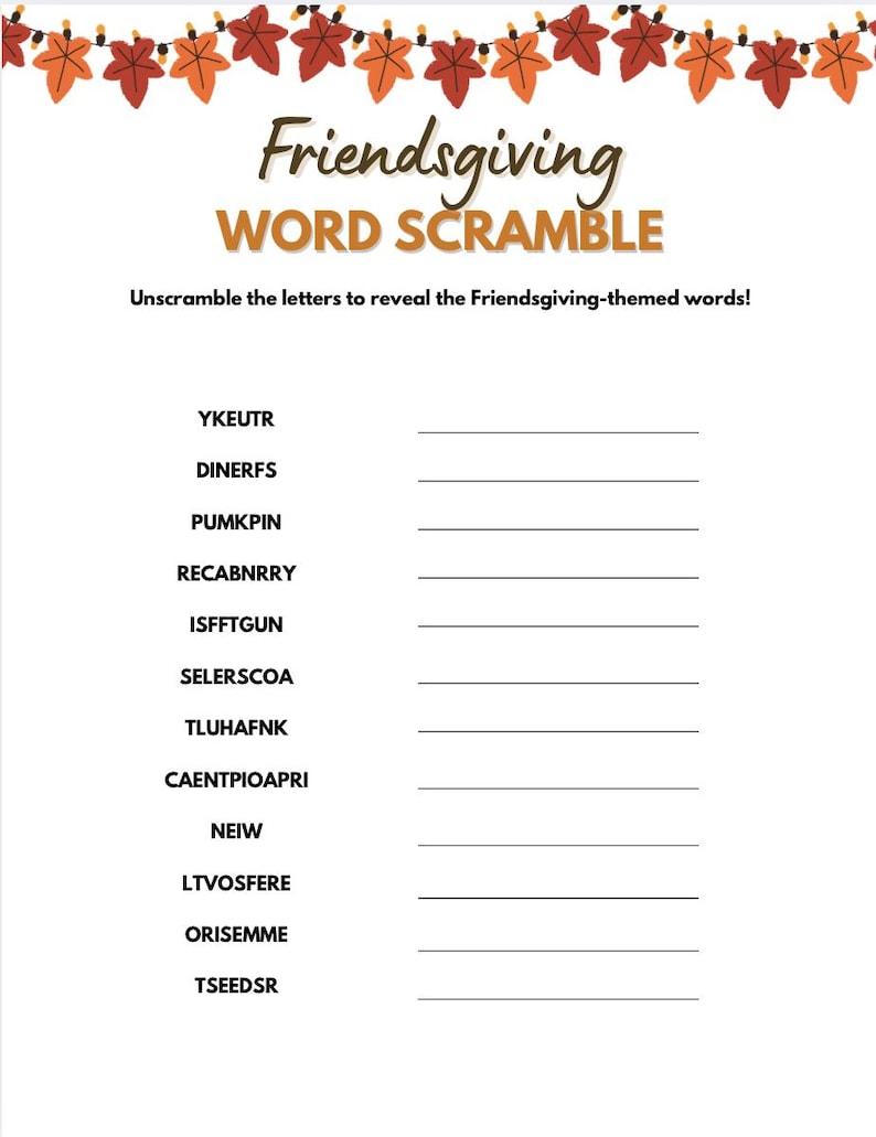 Friendsgiving Games Bundle! (8 Games) - Printable Party Activities ...
