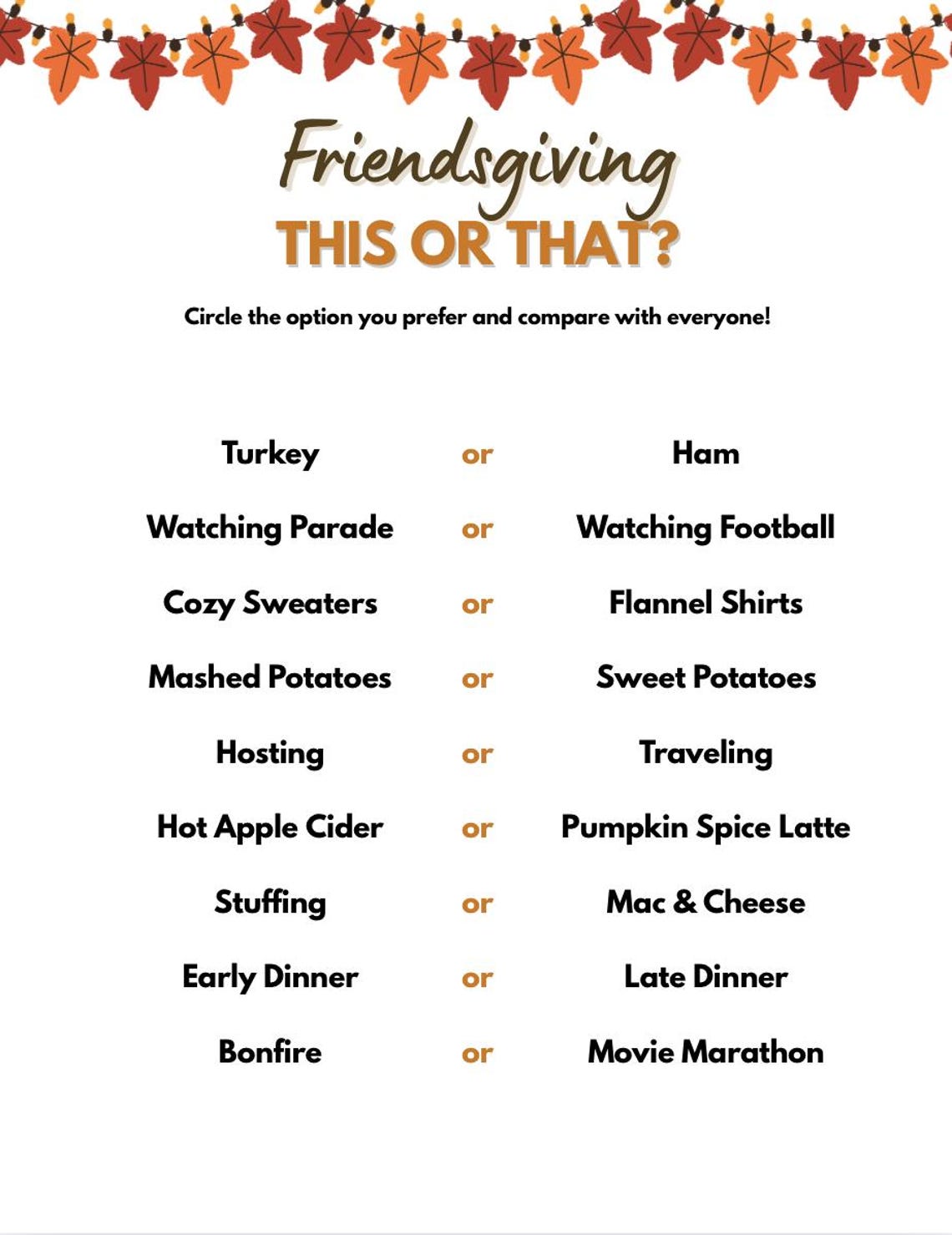 Friendsgiving Games Bundle! (8 Games) - Printable Party Activities ...