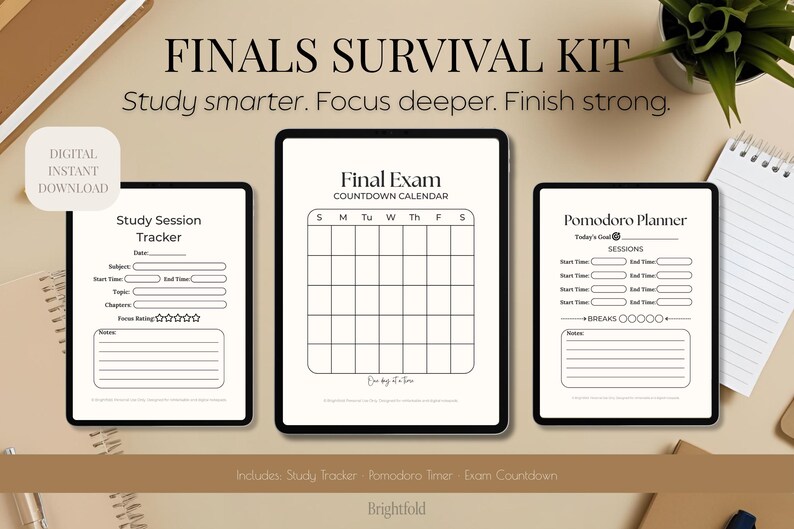 Finals Survival Kit • Digital Study Planner for Students • Study ...