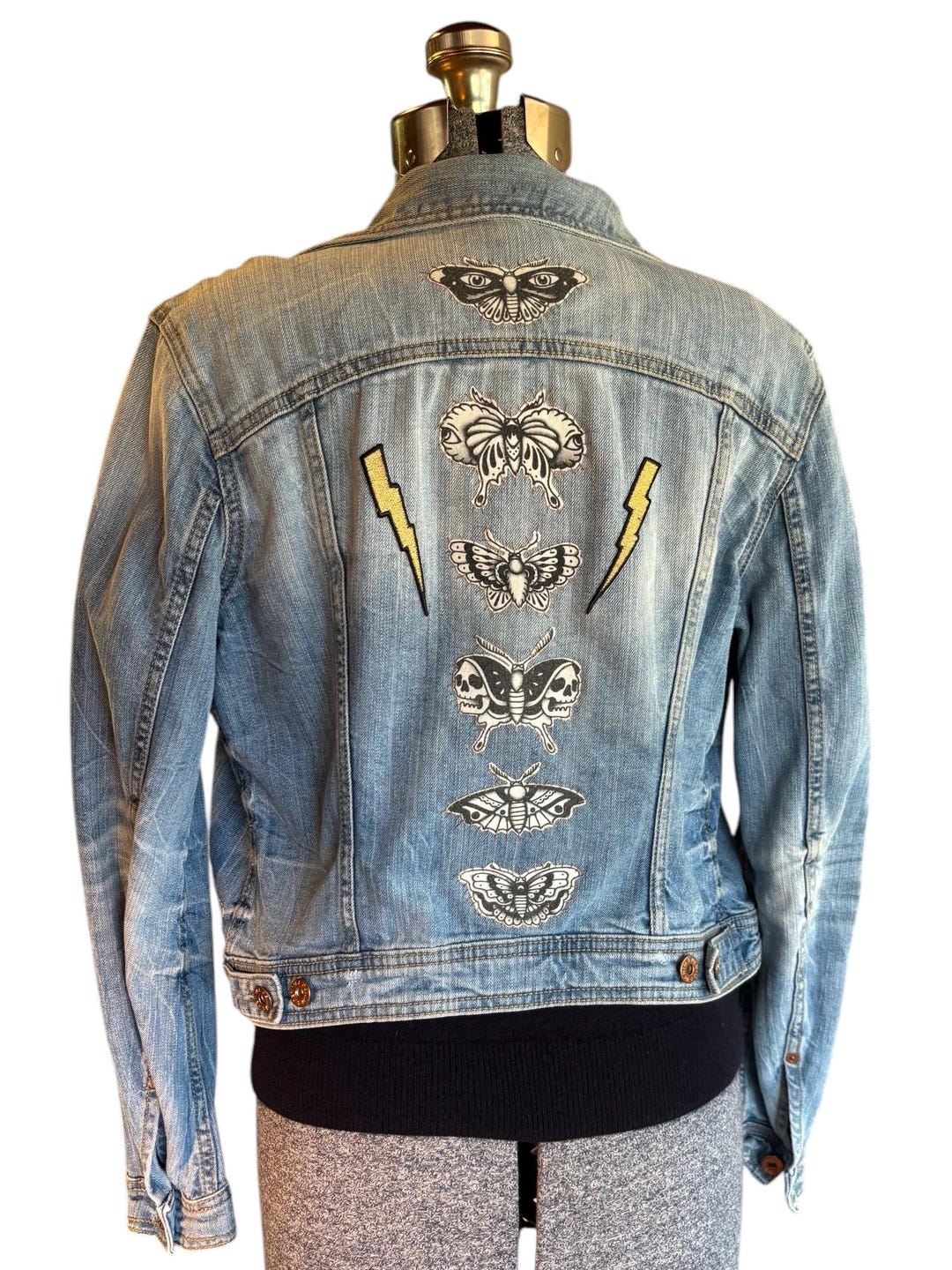 Moths and Lightning Denim Jean Jacket - Etsy