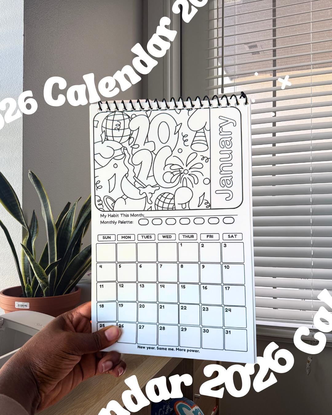 2026 Colorable Calendar – Printable Cozy Coloring Calendar - Etsy UK
