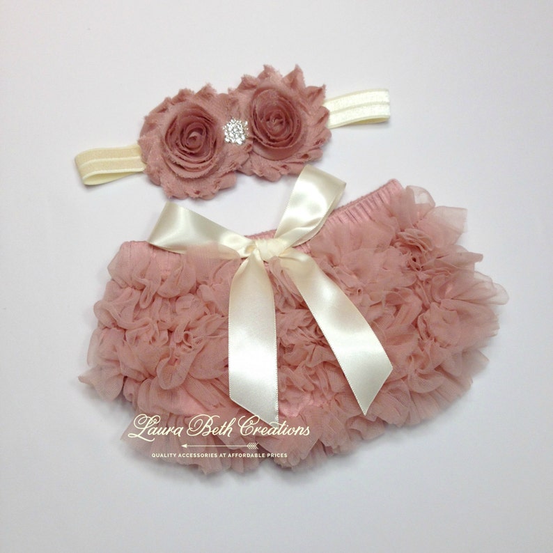Baby Bloomer Set Dusty Rose Chiffon Ruffle Bloomer and - Etsy