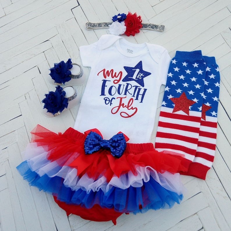 My 1st Fourth of July Outfit Red White and Blue Baby Girl | Etsy