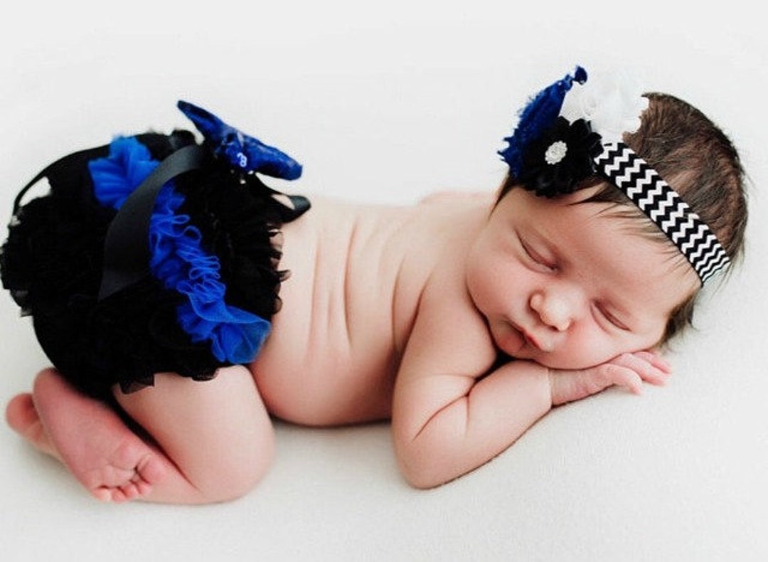 Baby Bloomer Set, Black and Blue Bloomer and Headband, Baby Girl Police ...
