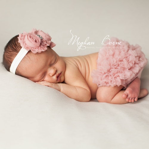 Baby Bloomer Set Dusty Rose Chiffon Ruffle Bloomer and | Etsy