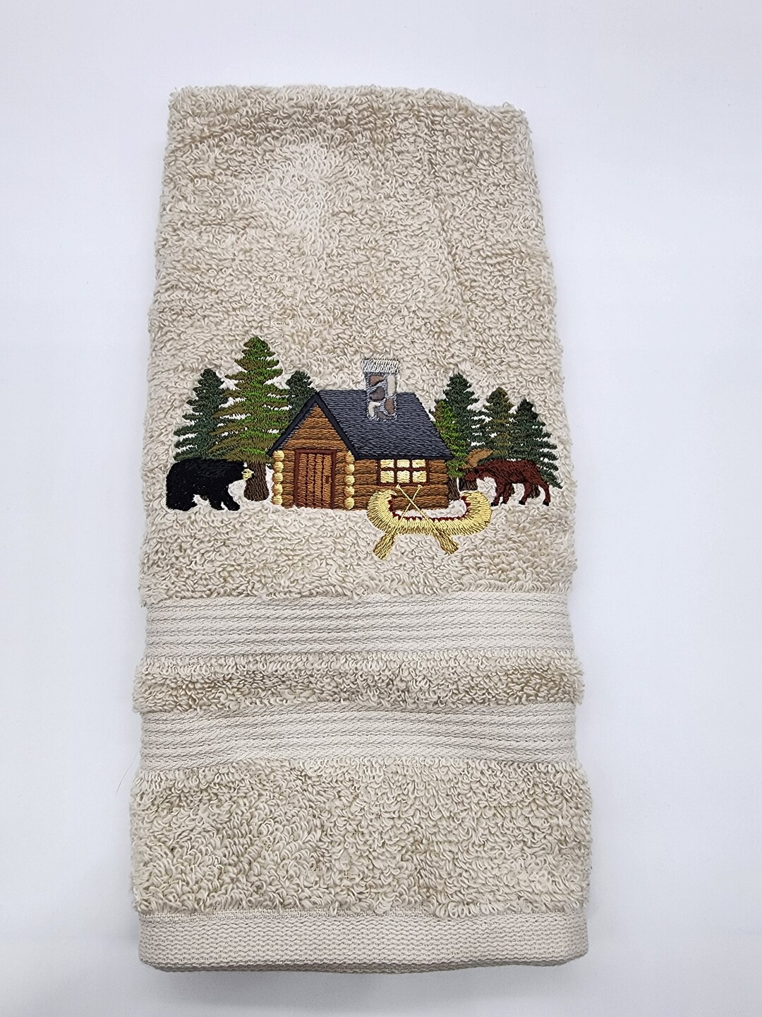 Cabin Scene - Embroidered Hand Towels - Order One or More - Etsy