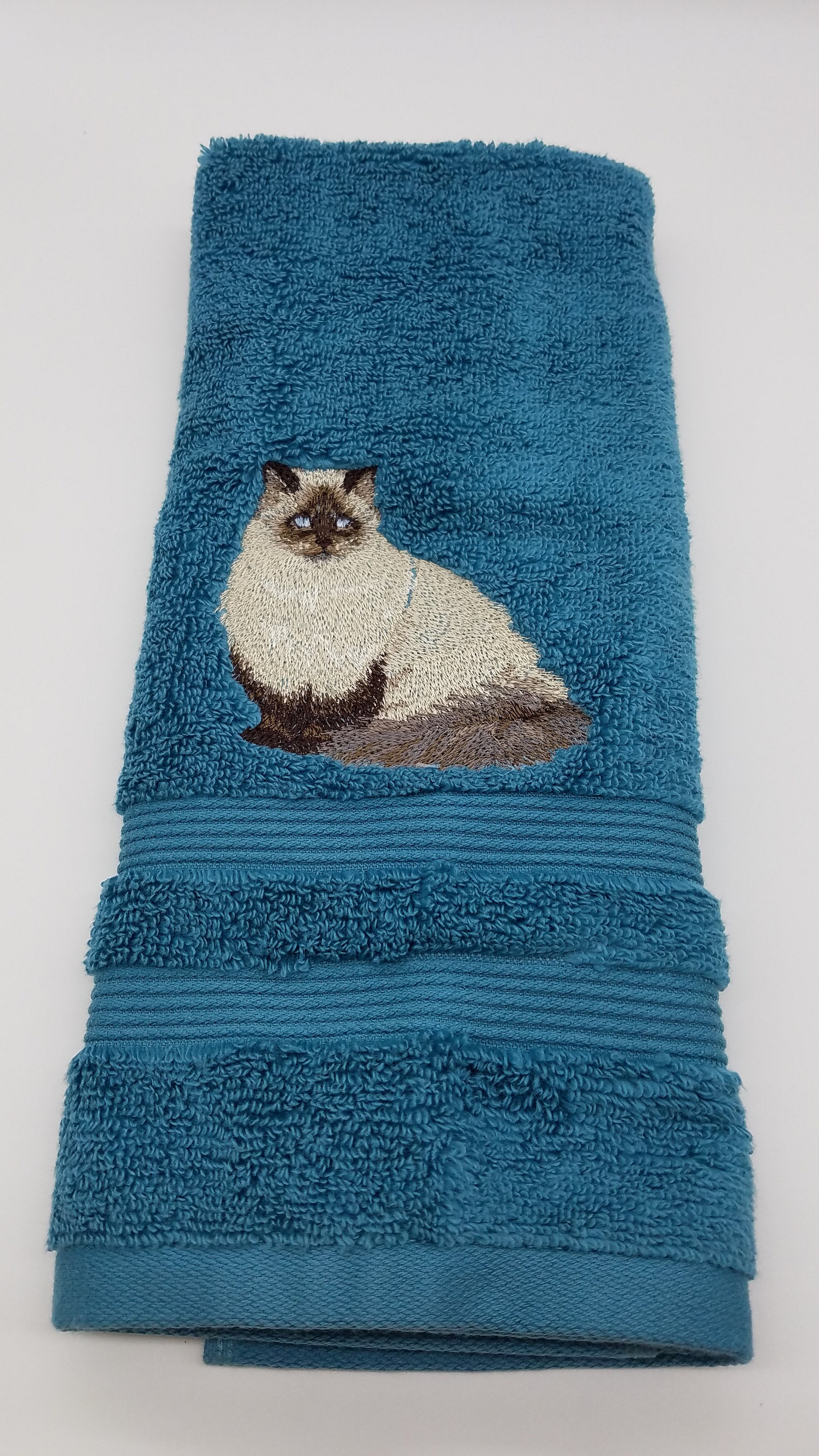Himalayan Cat Embroidered Towels Choose Color of Towel and - Etsy