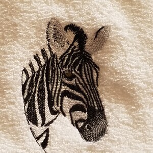 Zebra - Embroidered Bath Towel Set - Bath Towel, Hand Towel and ...