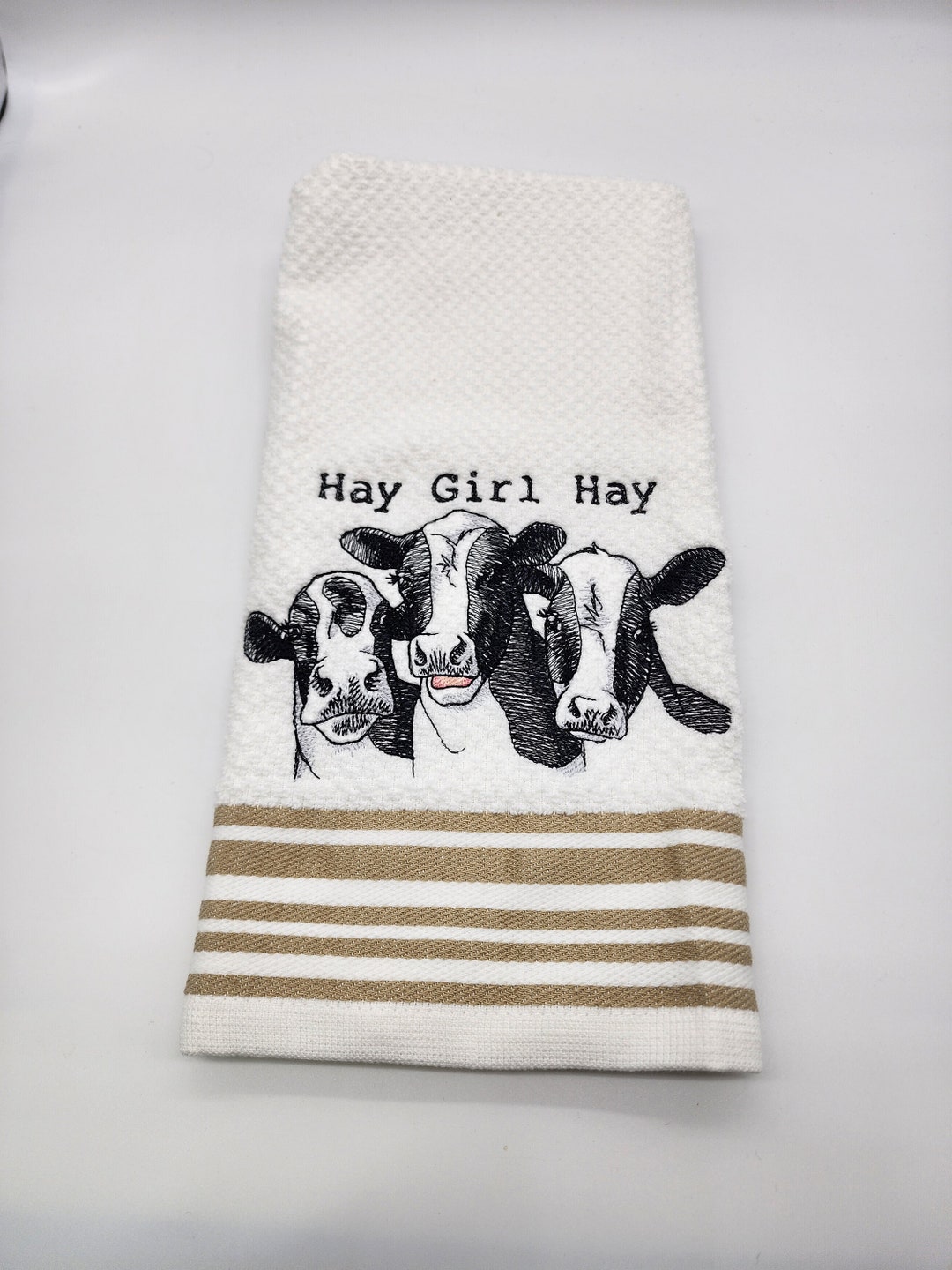 Cows Hey Girl Embroidered Cotton Kitchen Towel - Etsy