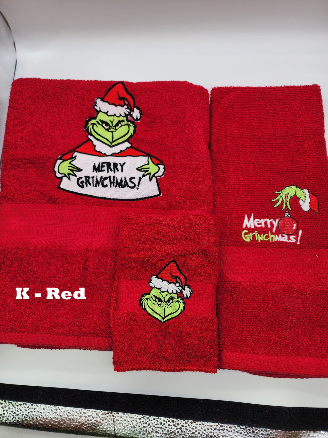 Grinch Merry Grinchmas - Embroideredtowels - Bath Sheet, Bath Towel ...