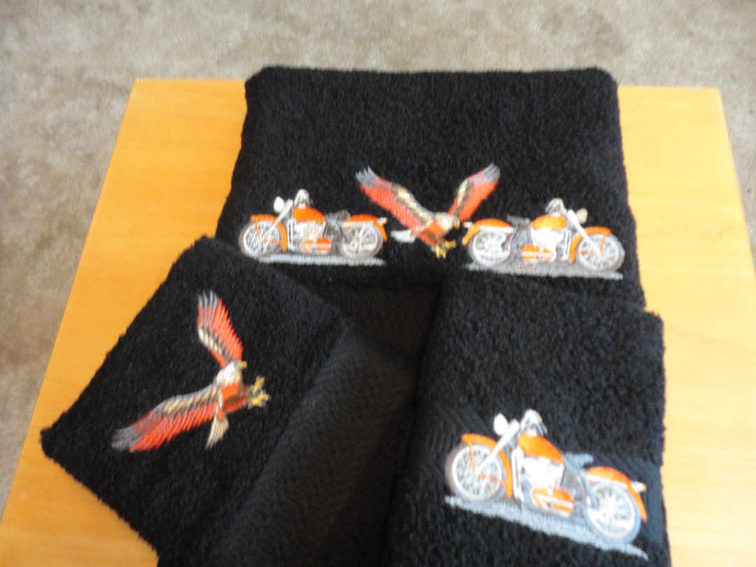 Motorcycles/eagle Embroidered Towels Order Set or Individually Pick ...