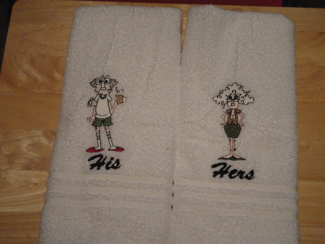 Old Couple Pair or Individual Pick Towel Color Embroidered Hand Towels ...