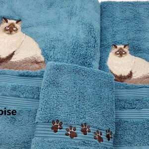 Himalayan Cat Embroidered Towels - Choose Color of Towel and Size of ...