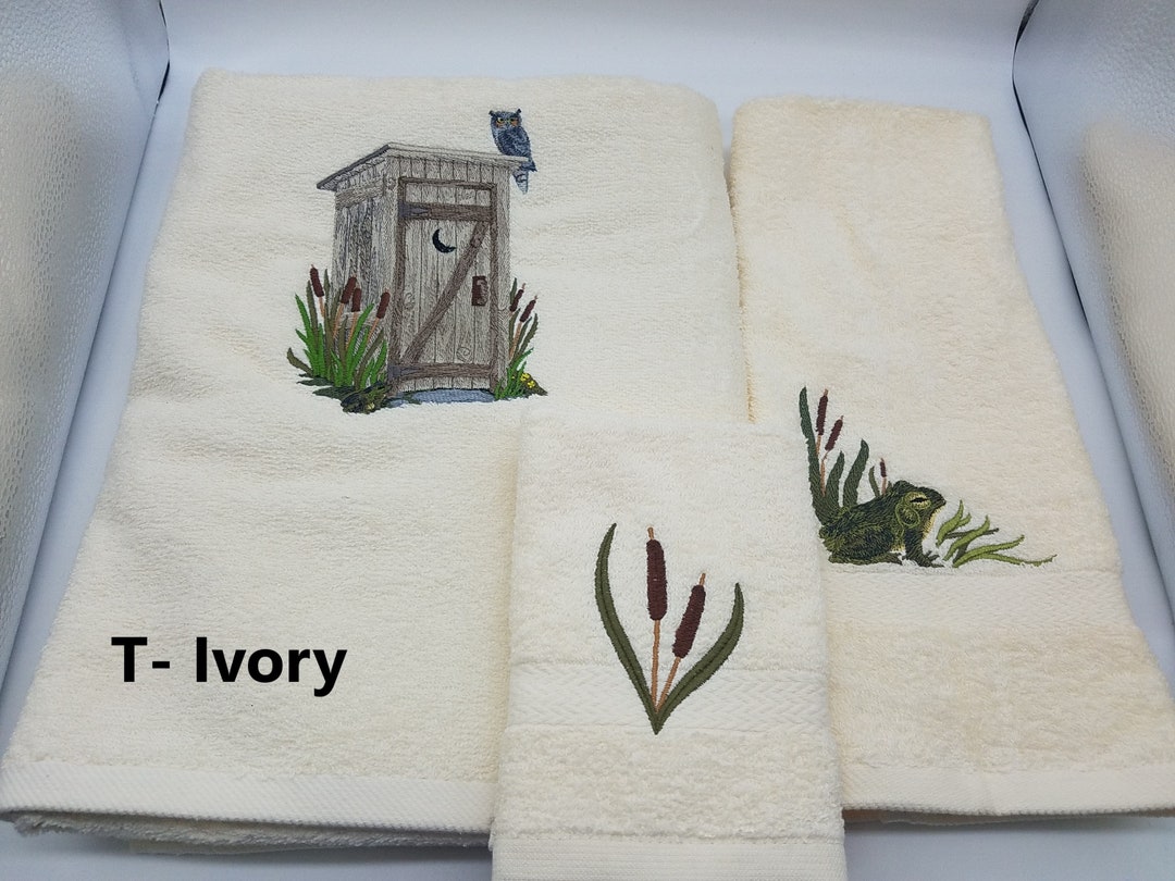 Rustic Outhouse - Embroidered Towels - Order Sets or Individually ...
