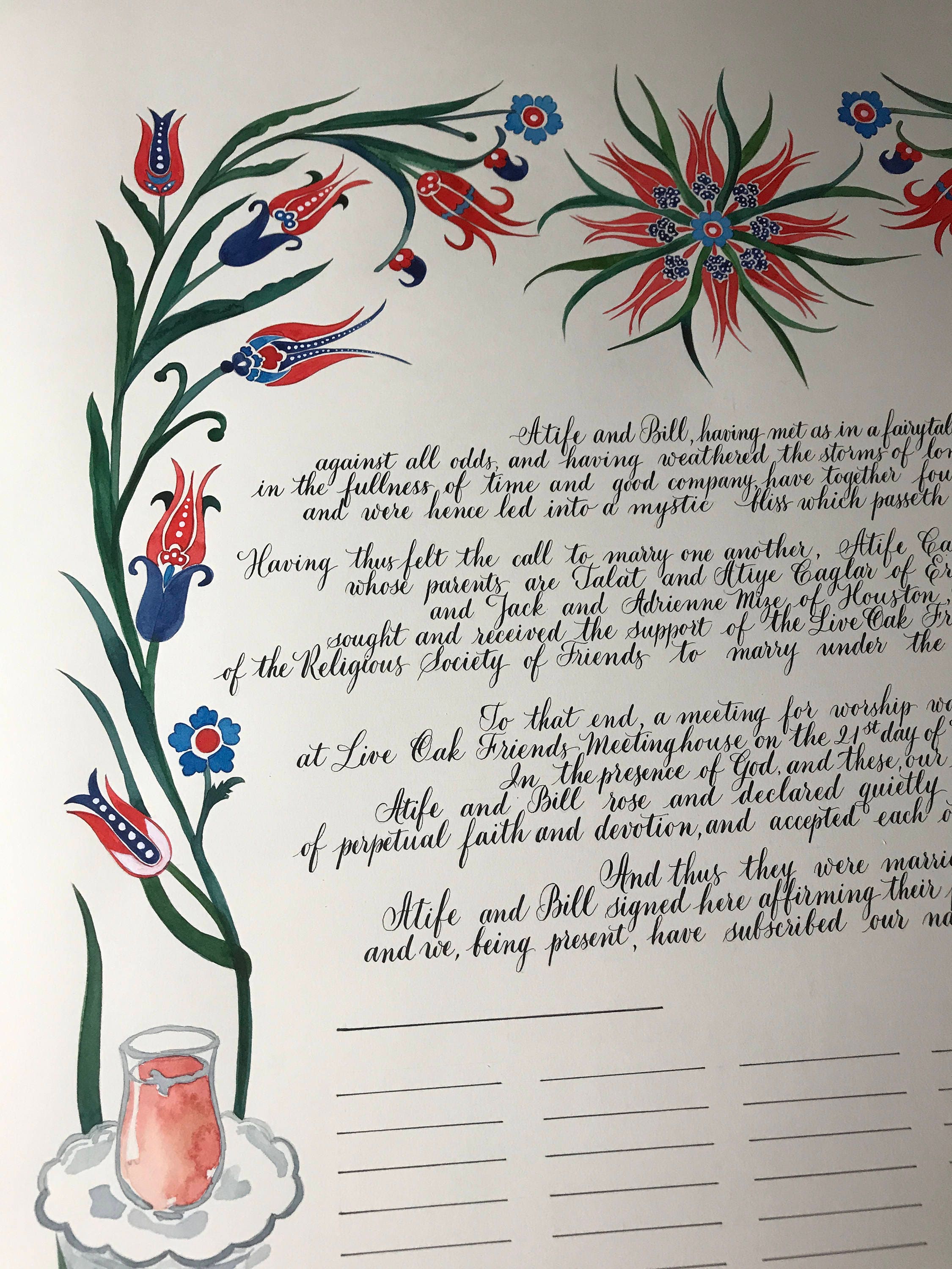 Quaker Marriage Wedding Certificate (custom Designed) - Etsy