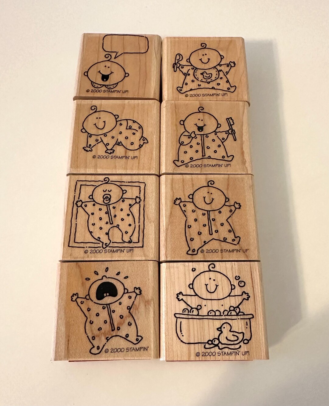 Stampin Up! BABY FIRSTS Set (2000) Set of 8 Wood Rubber Stamps Gently ...