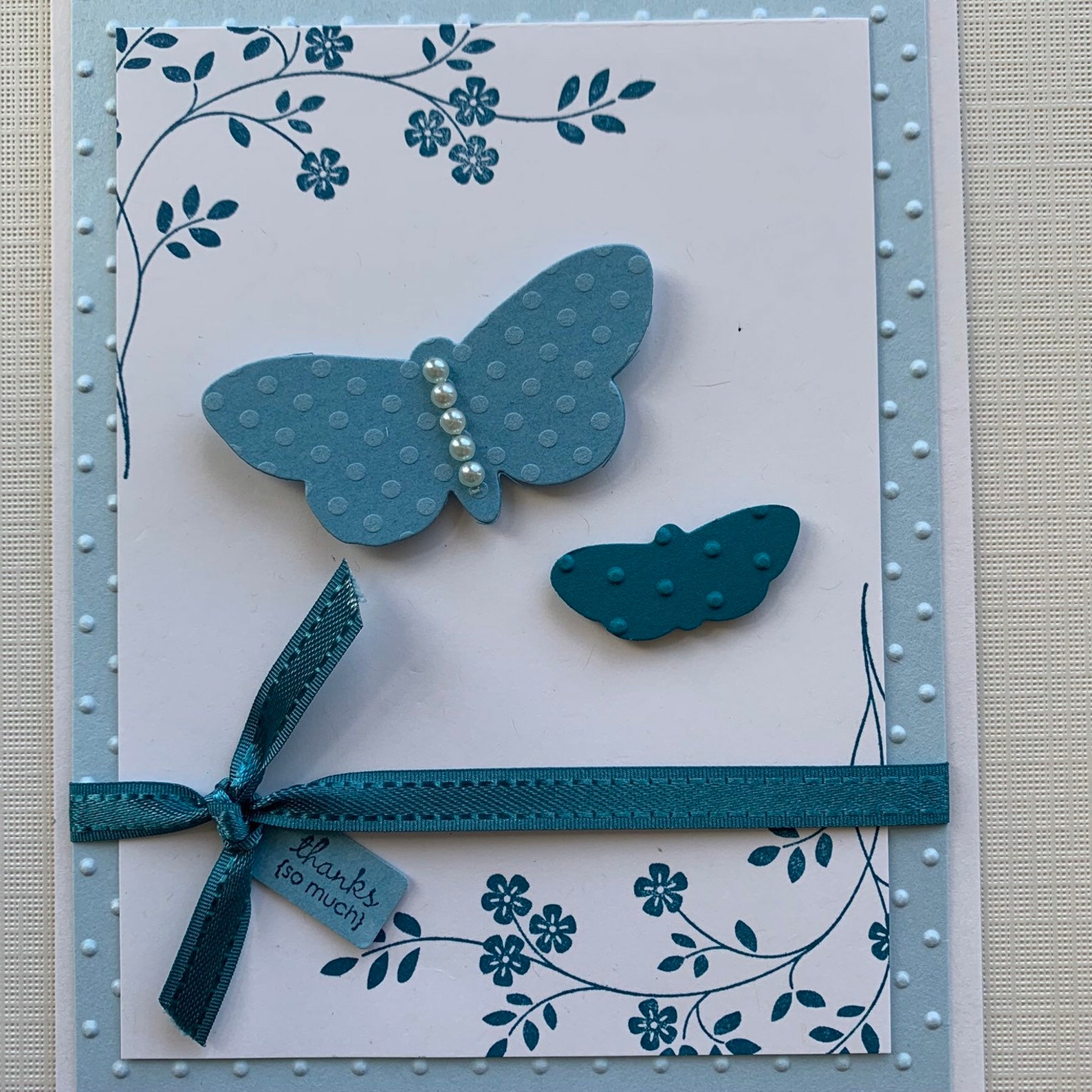 Blue Butterflies Blank Handmade Card - Etsy