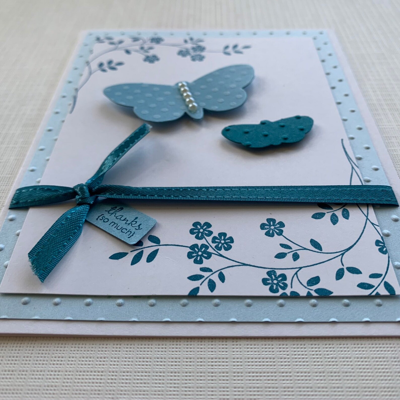 Blue Butterflies Blank Handmade Card - Etsy