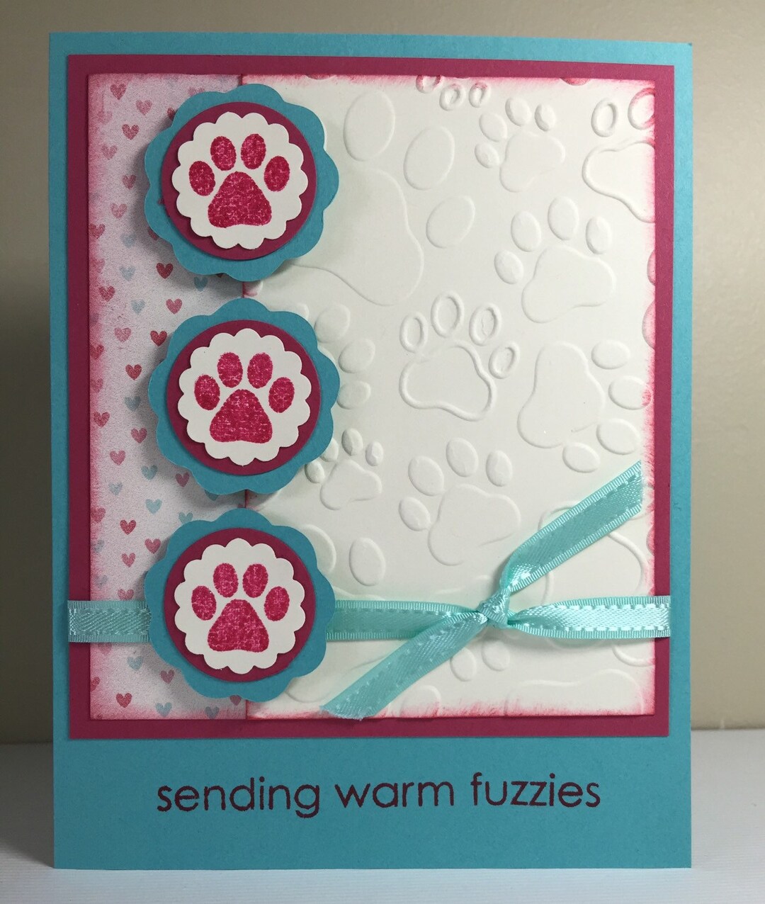 Warm Fuzzies Paw Print Handmade Greeting Card - Etsy