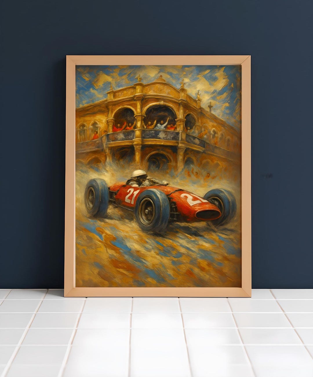 Retro F1 Poster Outside Hotel, Vintage F1 Print for Classical Car Lover ...