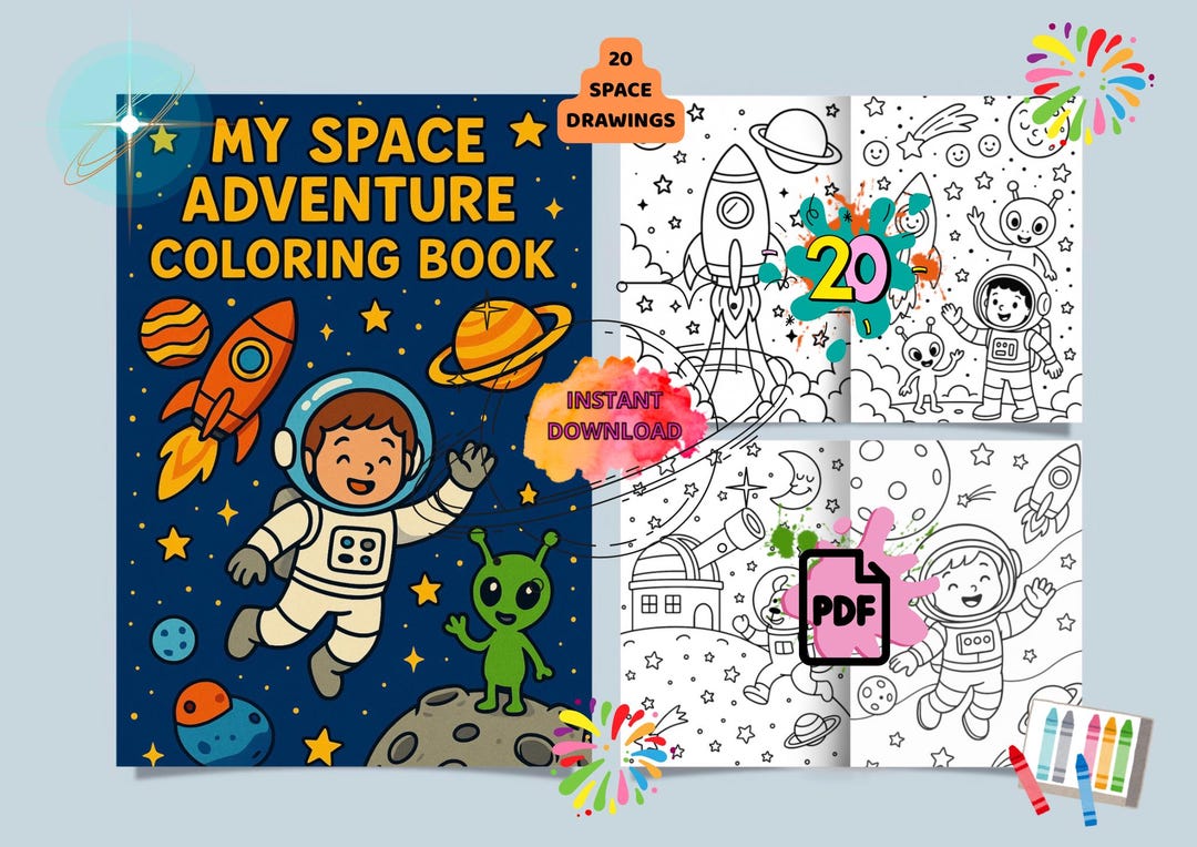 My Space Adventure Coloring Book for Kids – 20 Fun Printable Pages ...