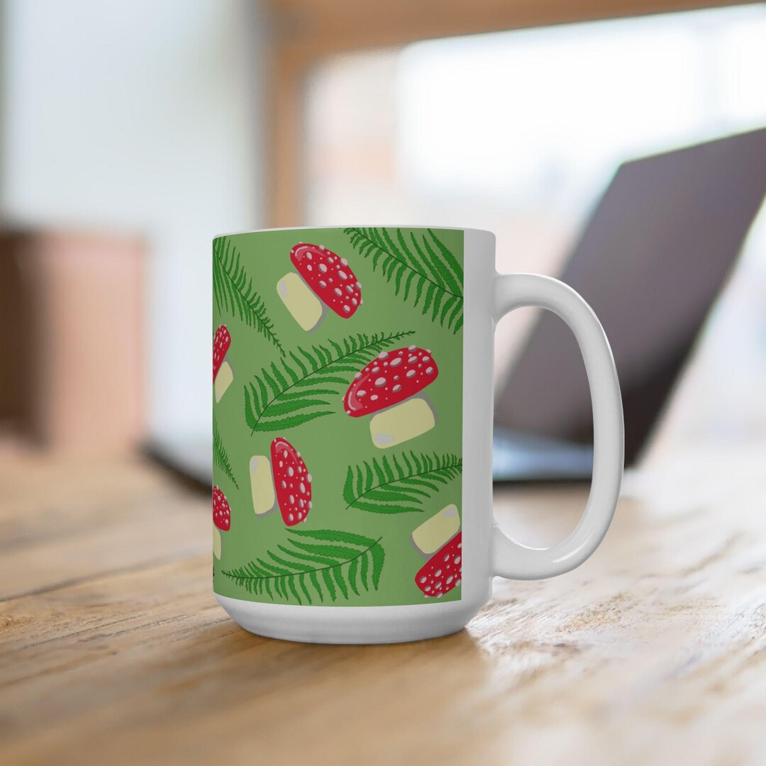 Red Toadstool Mushrooms Pattern Mug | Ceramic Coffee Cup - Etsy