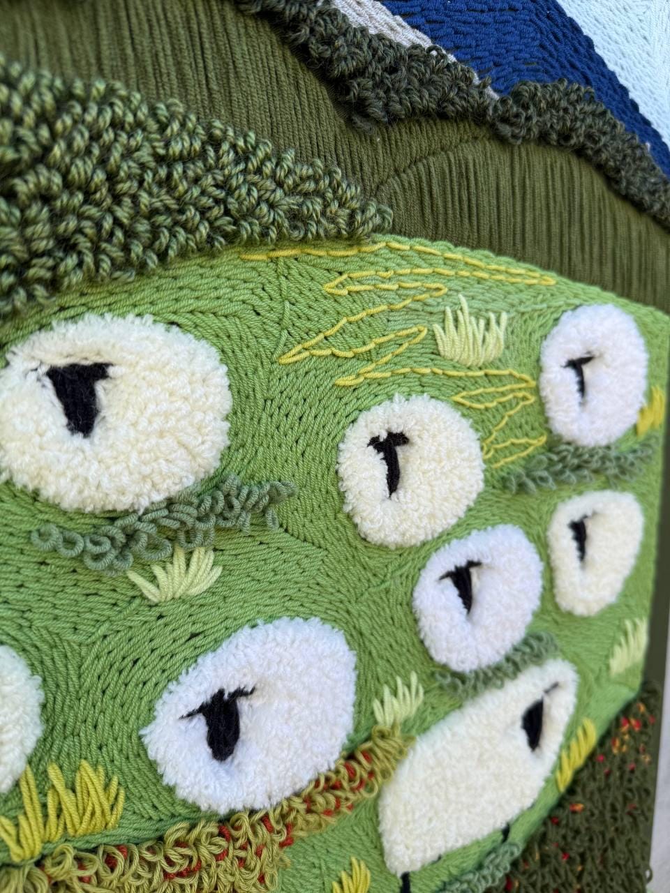 Sheep Wall Art — Handmade Punch Needle Embroidery | Textured Textile ...