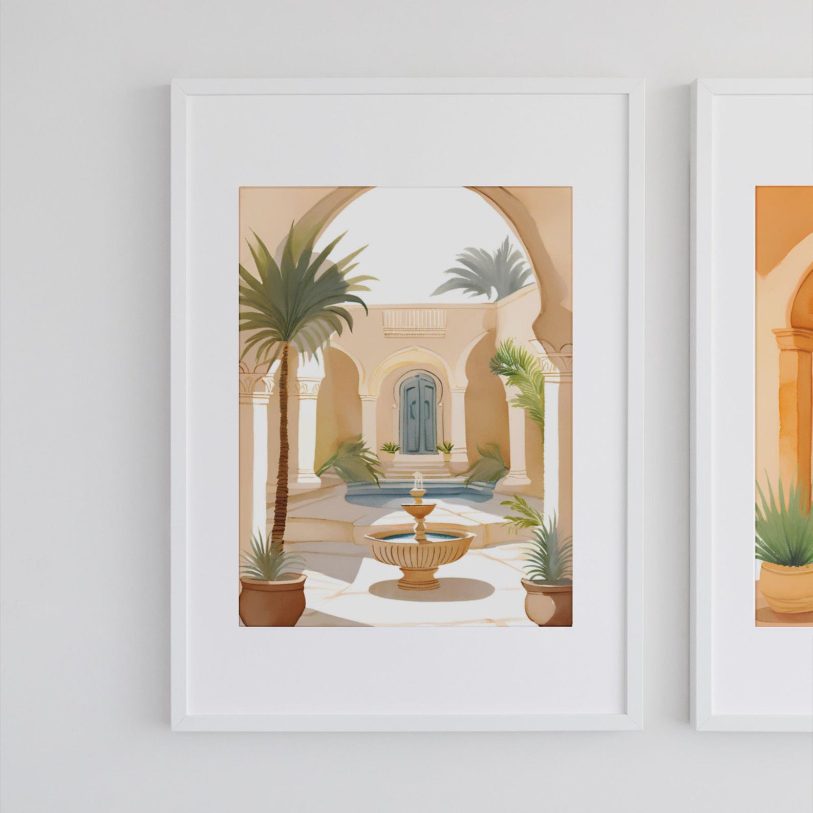 Serene Middle Eastern Courtyard Art Print Set, Islamic Home Decor ...