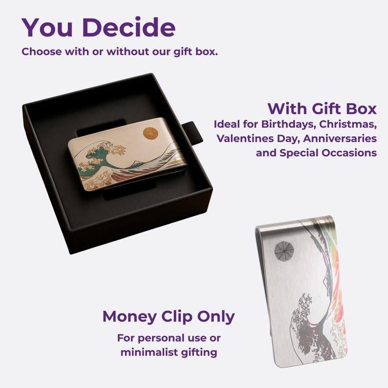 Engraved Money Clip, Japanese Seigaiha Waves and Sun Engraving ...