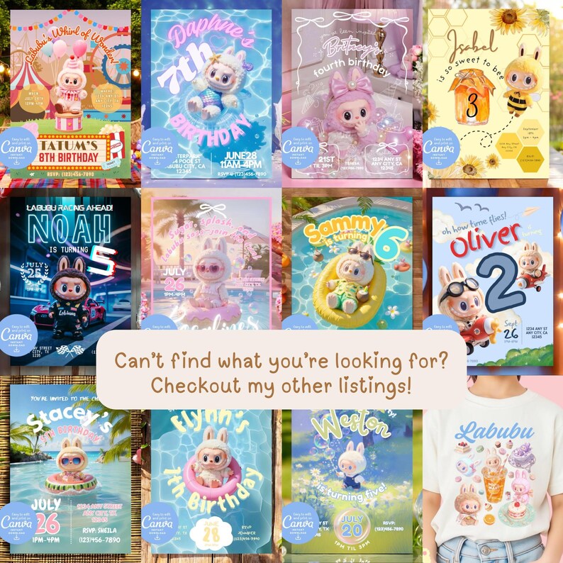 Labubu | Kids Summer Pool/beach Birthday Party Invitation Card | 3 ...