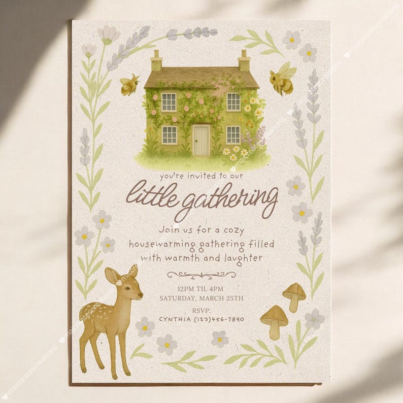 Housewarming | Cozy Party Invitation Card | Printable Editable Template ...