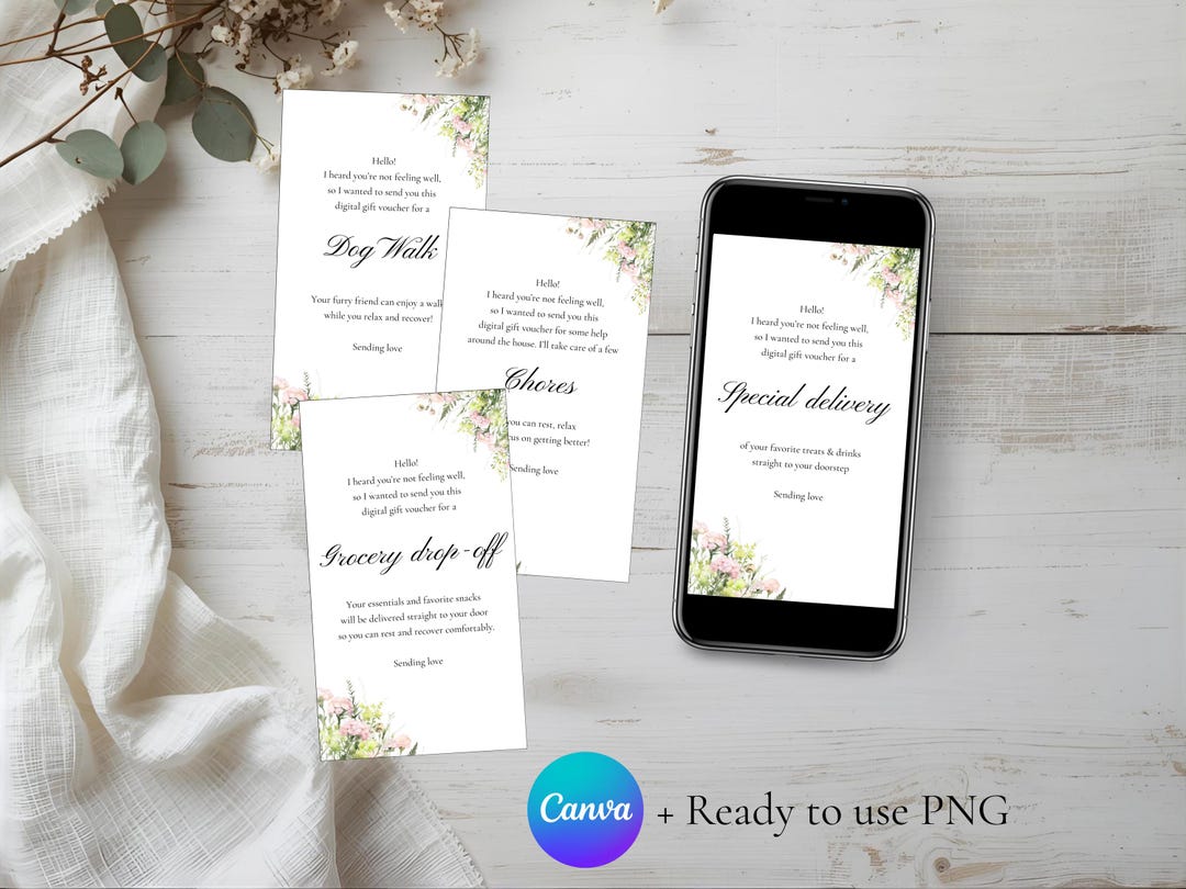Get Well Soon Voucher – Editable Care Coupon - Canva Template (digital ...