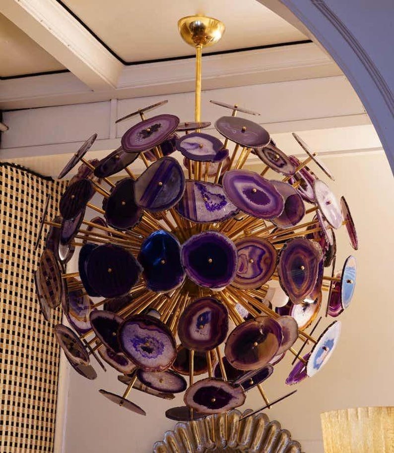 Large Purple Agate Sputnik Chandelier – Mid Century Modern Brass ...