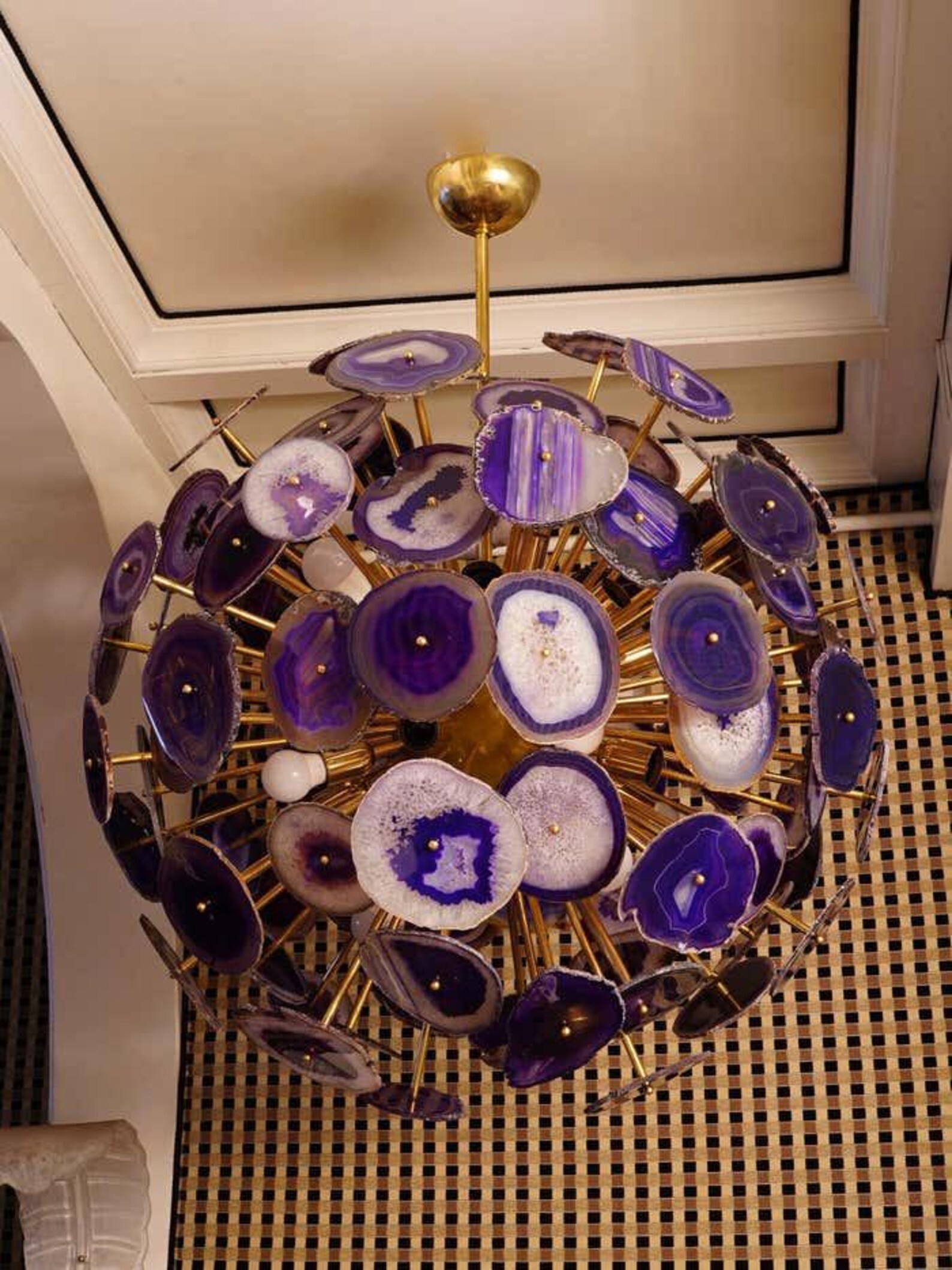 Large Purple Agate Sputnik Chandelier – Mid Century Modern Brass ...