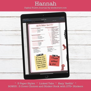Hannah : Digital Bullet Journal - Etsy
