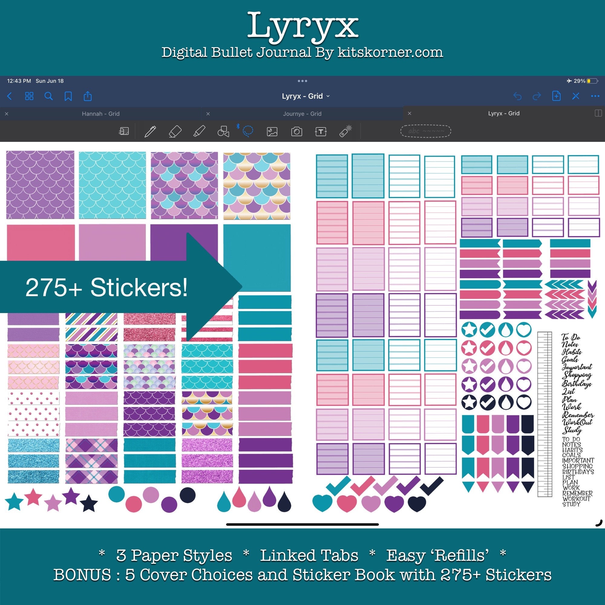 Lyryx : Digital Bullet Journal - Etsy