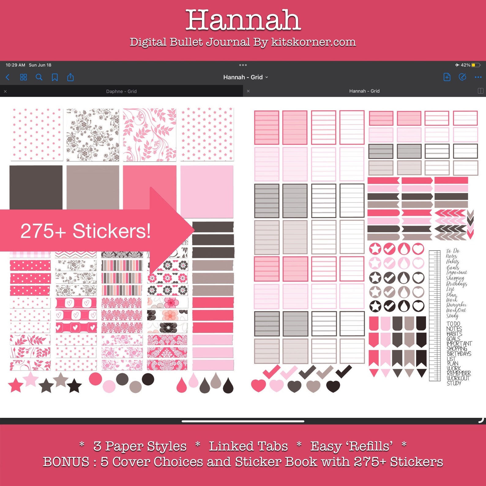 Hannah : Digital Bullet Journal - Etsy