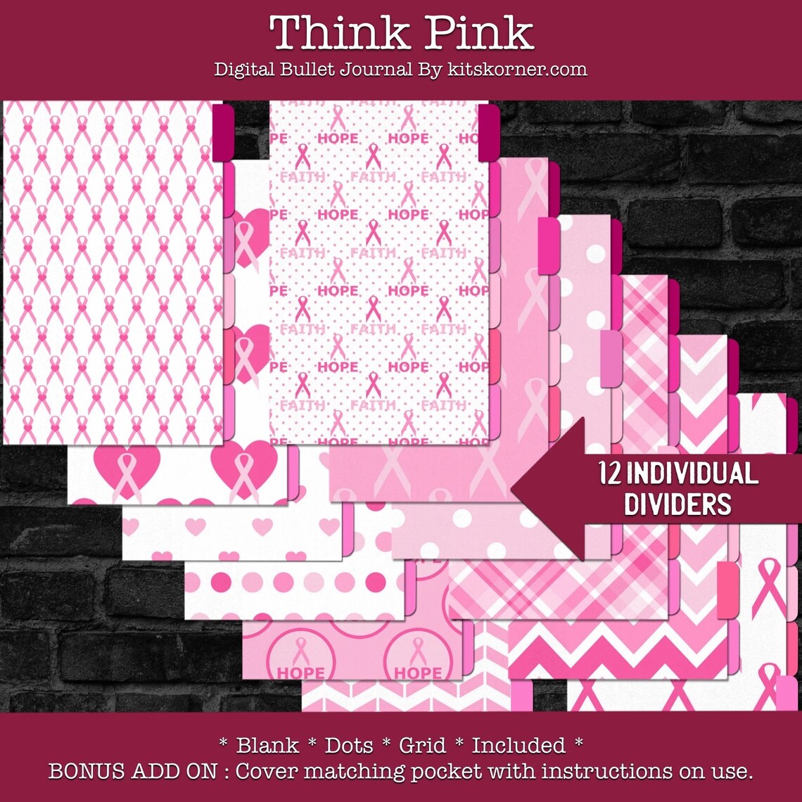 Think Pink : Digital Bullet Journal Planner Notebook - Etsy