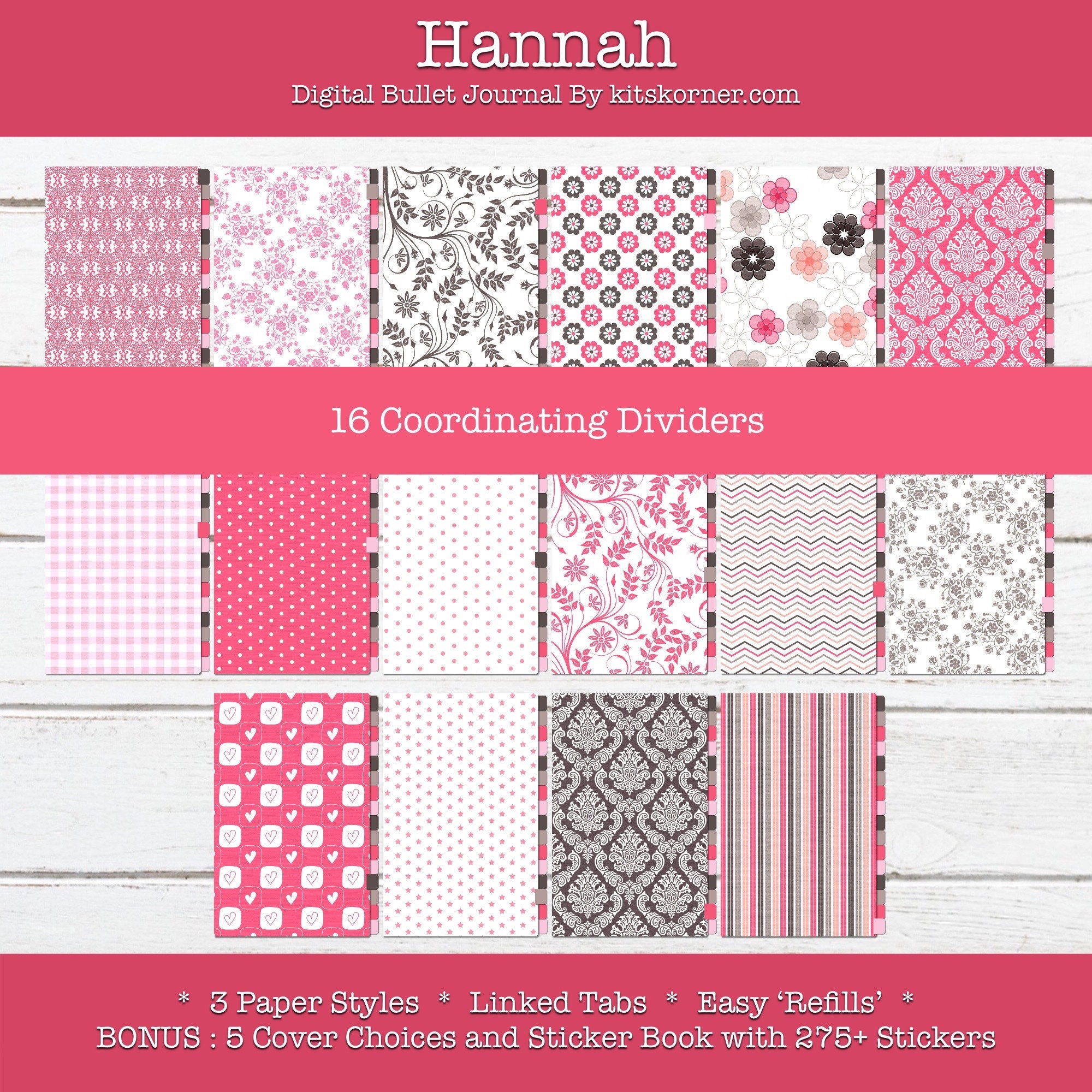 Hannah : Digital Bullet Journal - Etsy