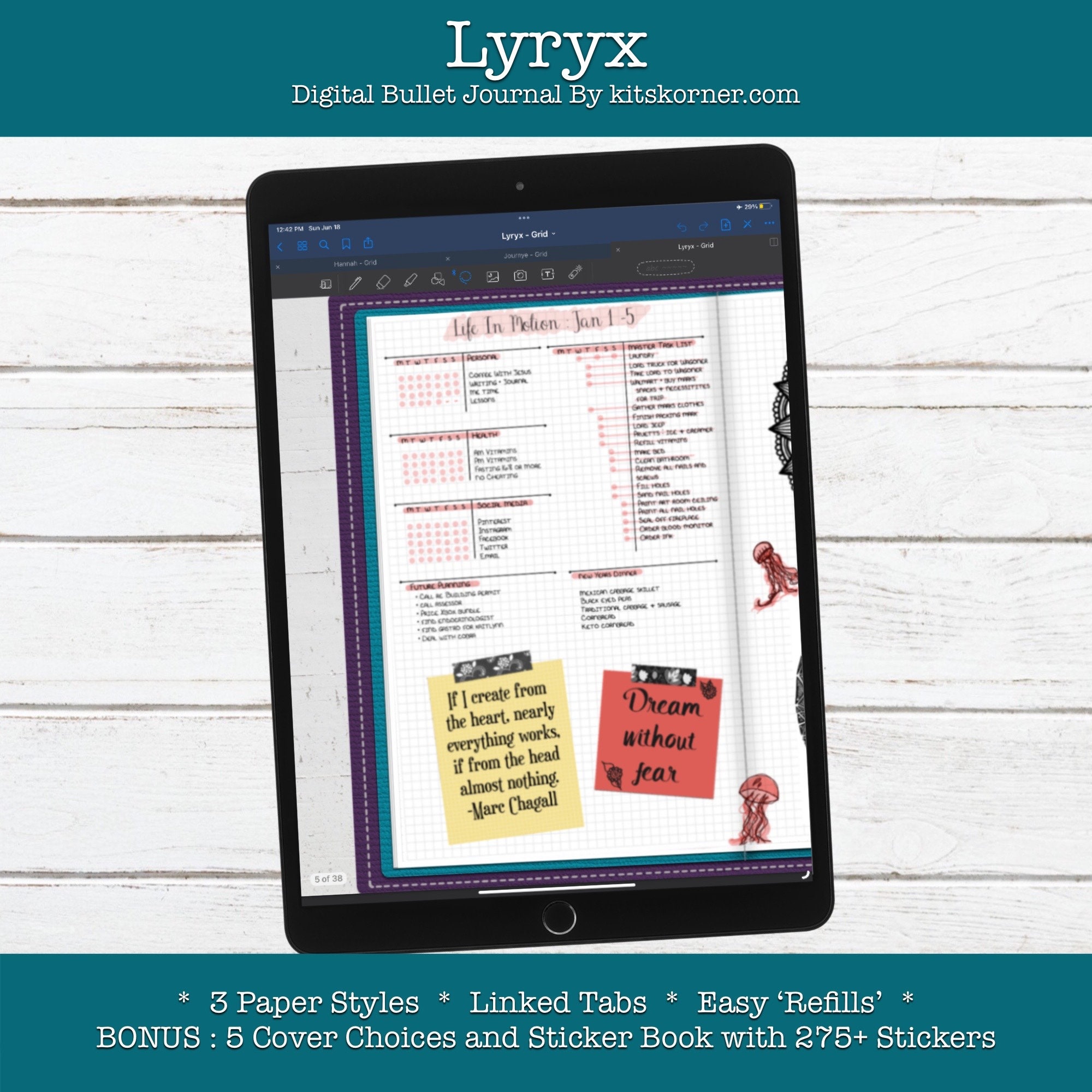 Lyryx : Digital Bullet Journal - Etsy