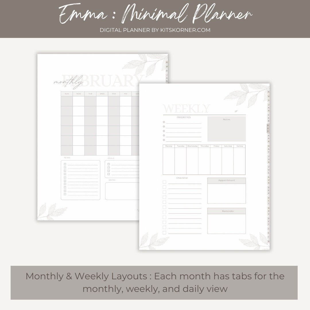 Emma Minimal Digital Planner - Etsy