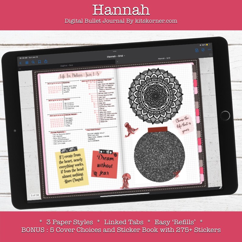 Hannah : Digital Bullet Journal - Etsy