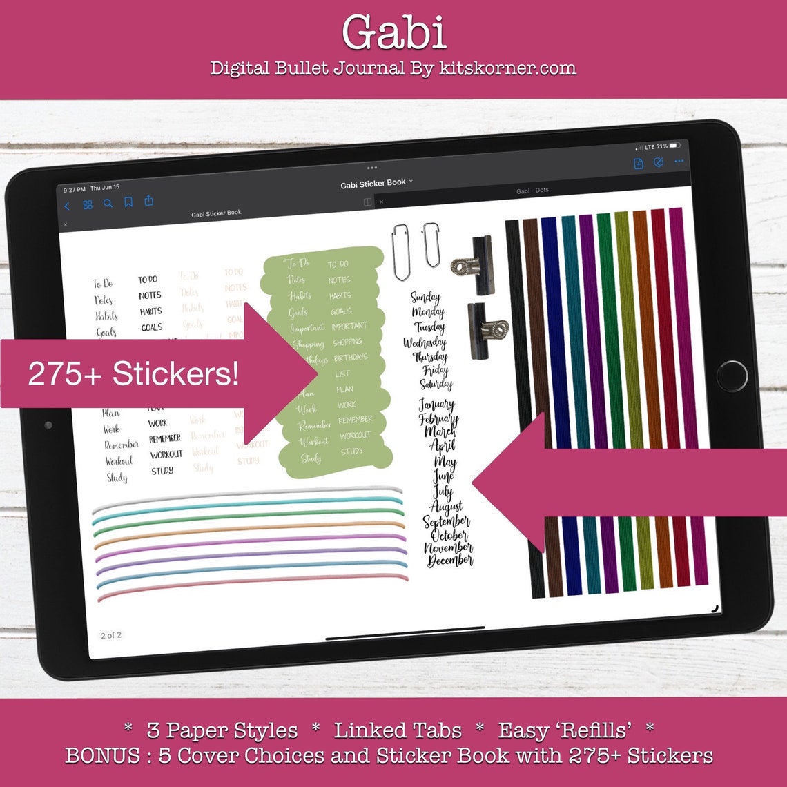 Gabi : Digital Bullet Journal - Etsy